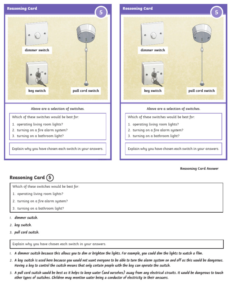 Reasoning Cards 5 - Switches | PDF | Science & Mathematics | Technology ...