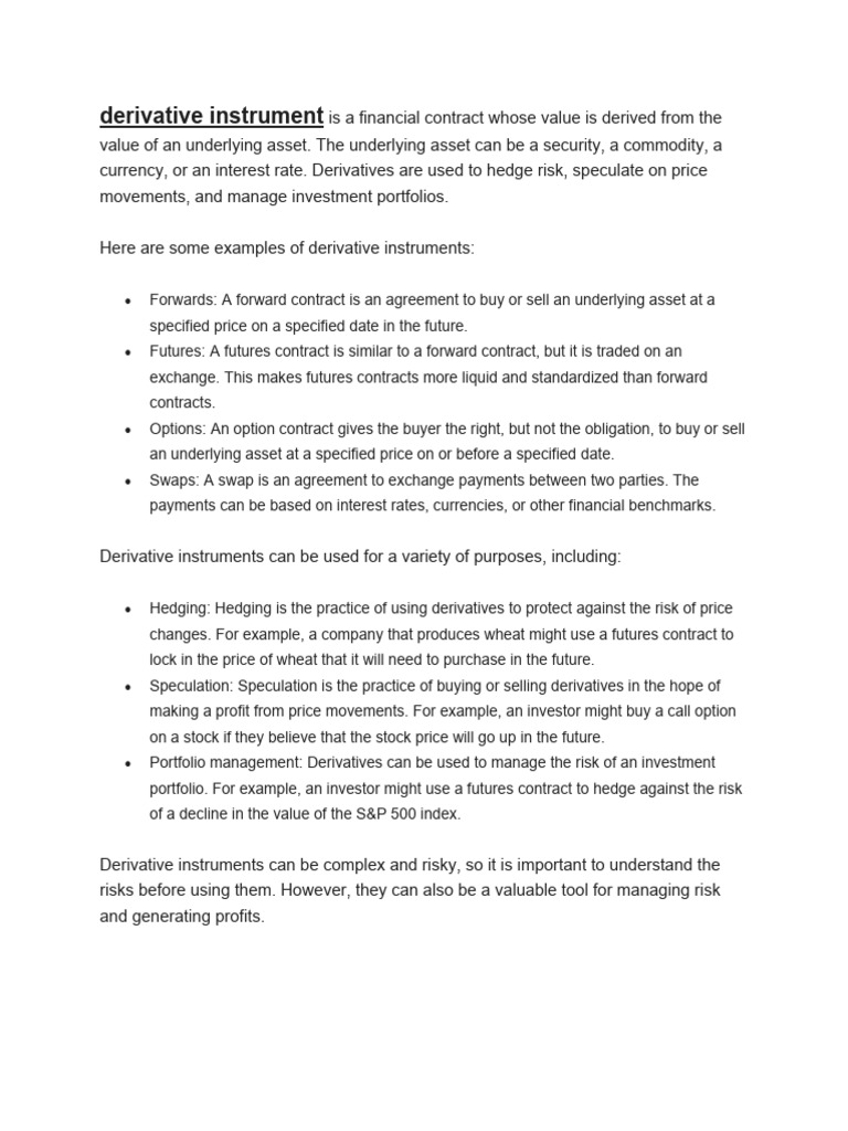 Derivatives | Download Free PDF | Futures Contract | Hedge (Finance)