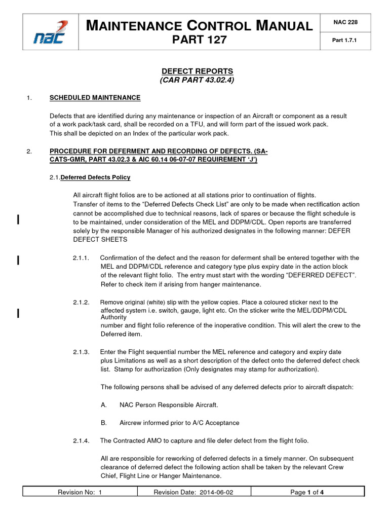 Part 1.7.1 Defect Reports Rev 1 | Download Free PDF | Aviation