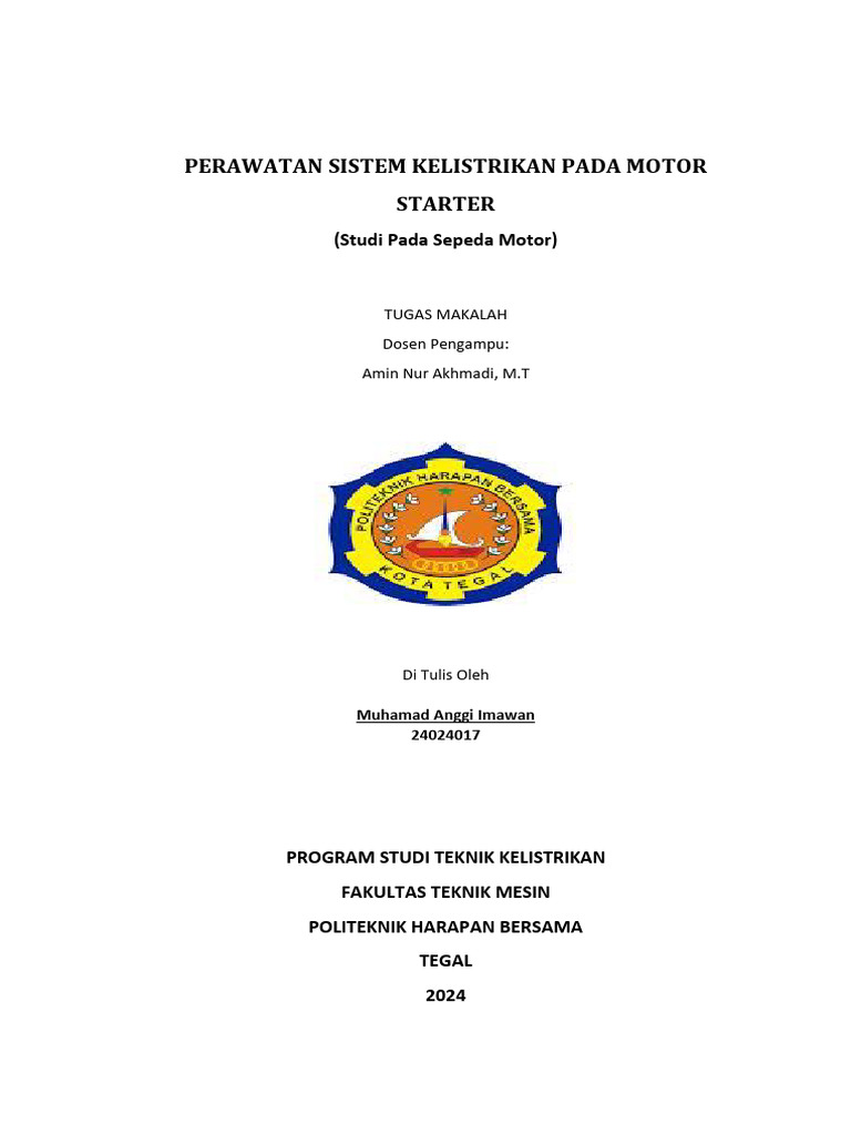 Perawatan Sistem Kelistrikan Pada Motor Starter (Muhamad Anggi Imawan ...