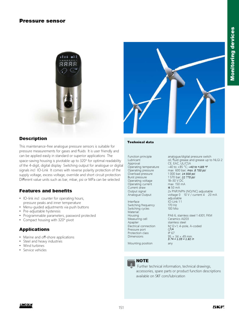 SKF digital-analog pressure switch | PDF | Pressure Measurement ...