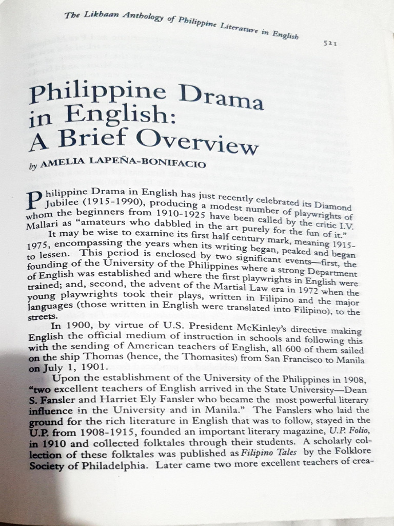 Philippine Drama in English | PDF | Philippines