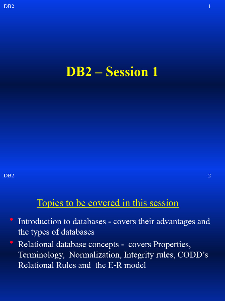 DB2 Session01 | PDF | Relational Database | Databases
