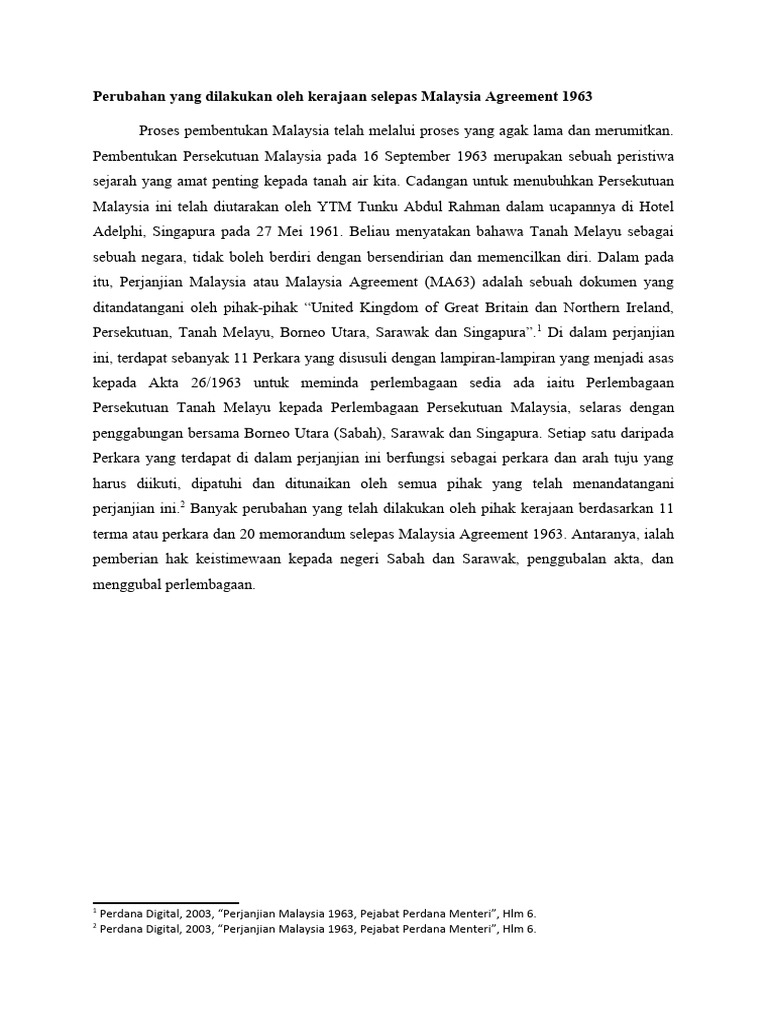 Perubahan Yang Dilakukan Oleh Kerajaan Selepas MA63 | PDF