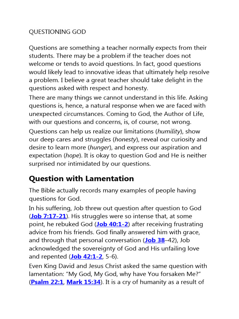 Questioning God2 | Download Free PDF | Jesus | Gospel Of John