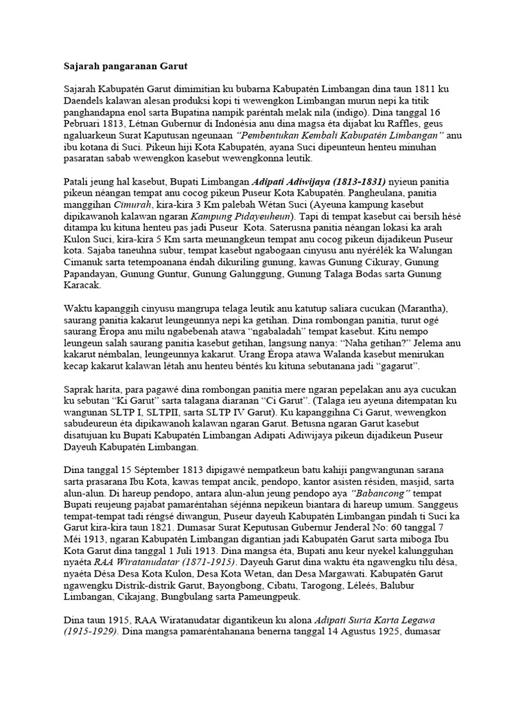 Sajarah Pangaranan Garut | PDF