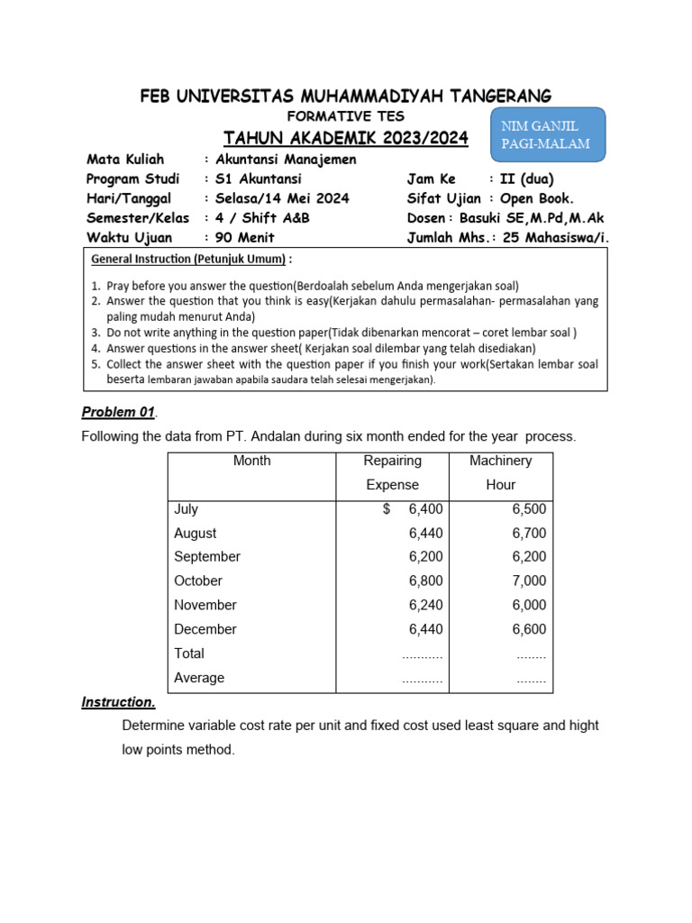 Soal Uts Act MNJ 14 Mei 2024 | PDF | Indonesian Rupiah | Cost Of Goods Sold
