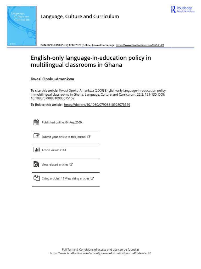 Ghana's English-Only Education Policy | PDF | Human Communication ...