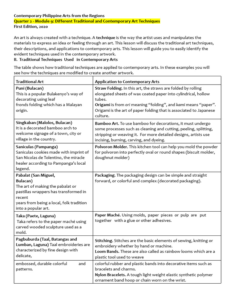 CPAR_4thQtr-Notes | Download Free PDF | The Arts | Paintings