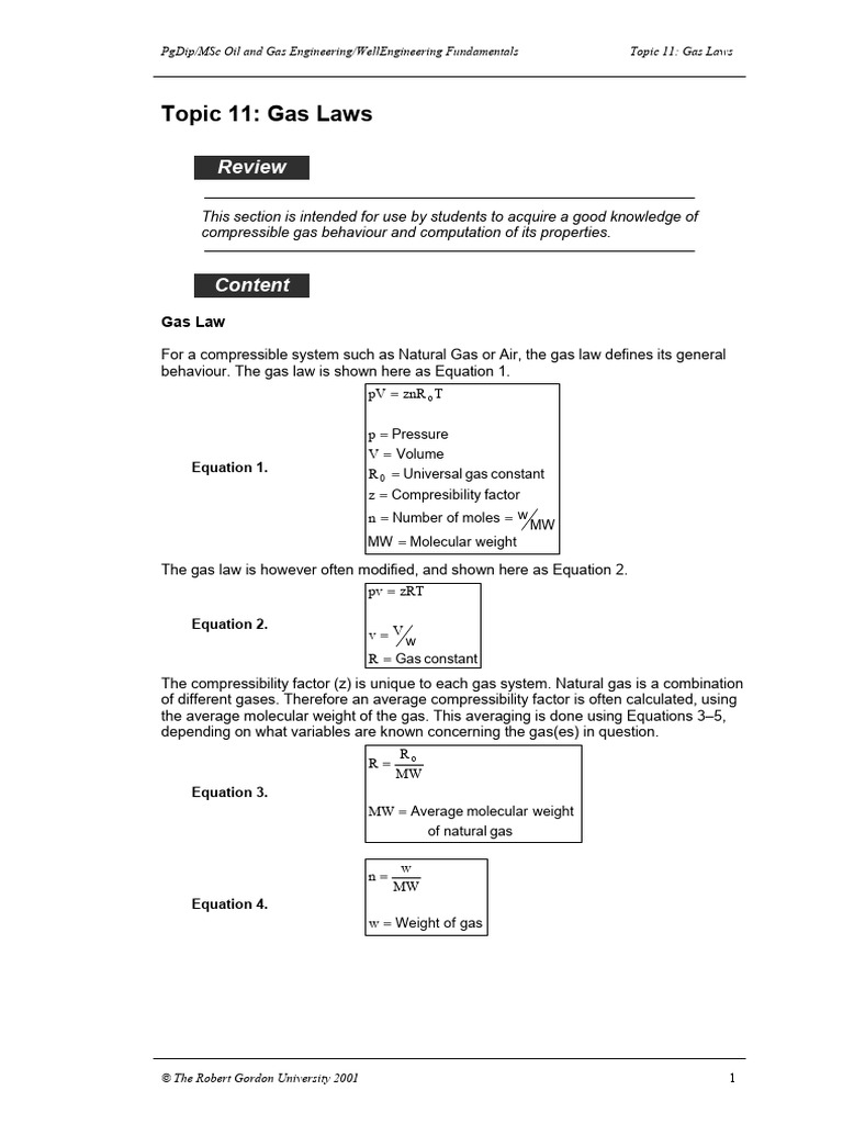 Topic 11 - Gas Laws | PDF | Gases | Density