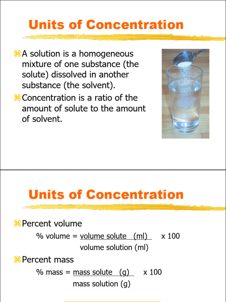 3a. Concentration of Solutions | PDF | Concentration | Quantity