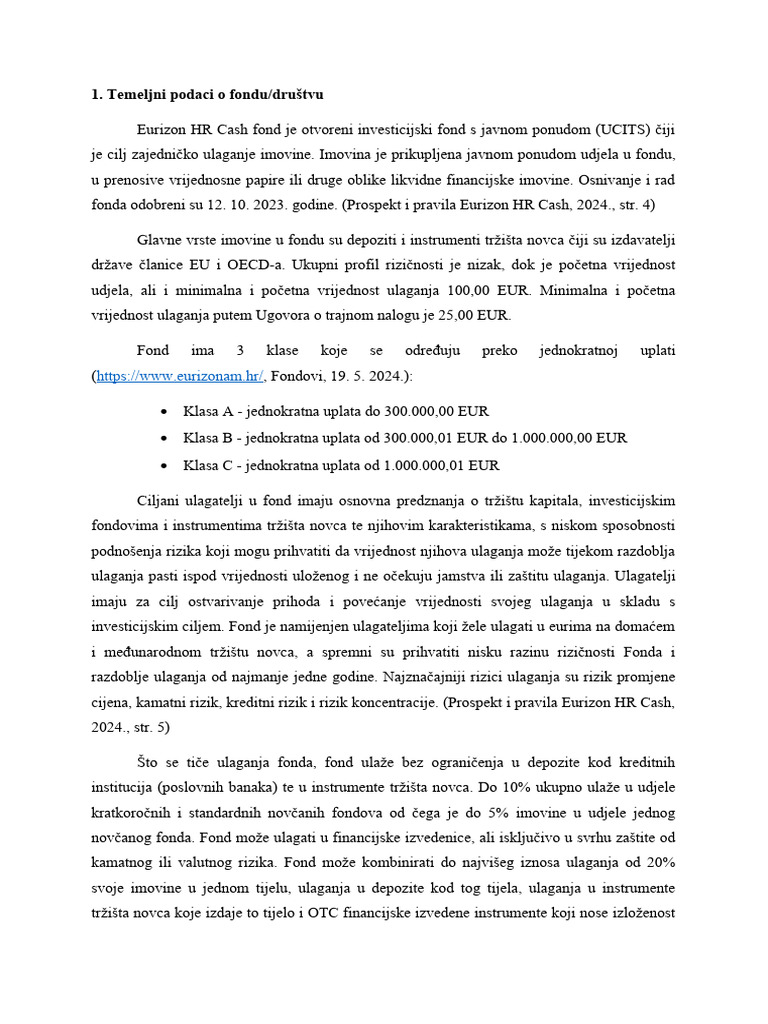 Temeljni Podaci o Fondu | PDF