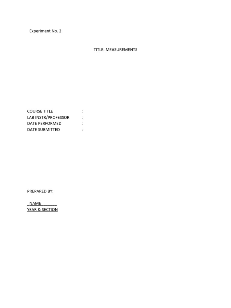 Experiment 2 Measurements | PDF | Volume | Weight