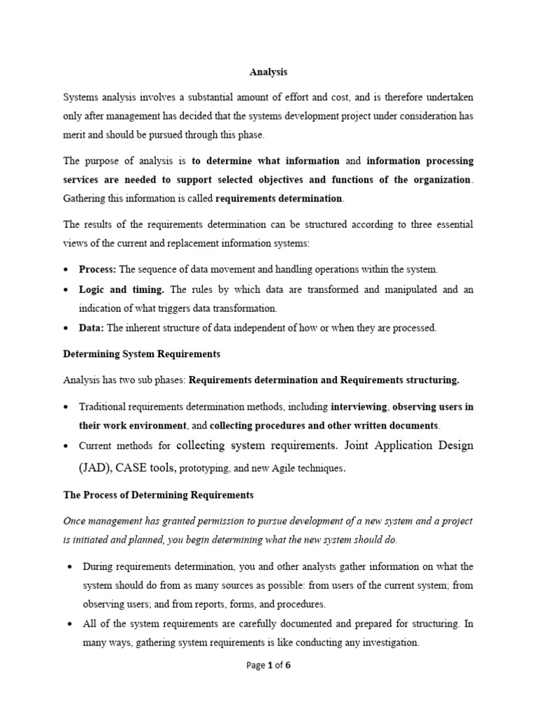 Week 6 - Syst Analysis Phase | PDF | System | Information