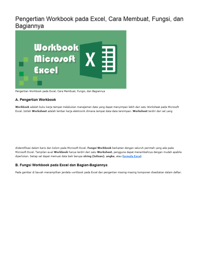 Pengertian Workbook Pada Excel | PDF Pengertian Workbook Pada Excel | PDF