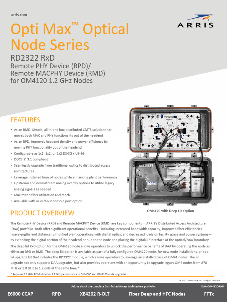 OM4120 RD2322 Remote PHY Device (RPD), Remote MACPHY Device (RMD) Data ...