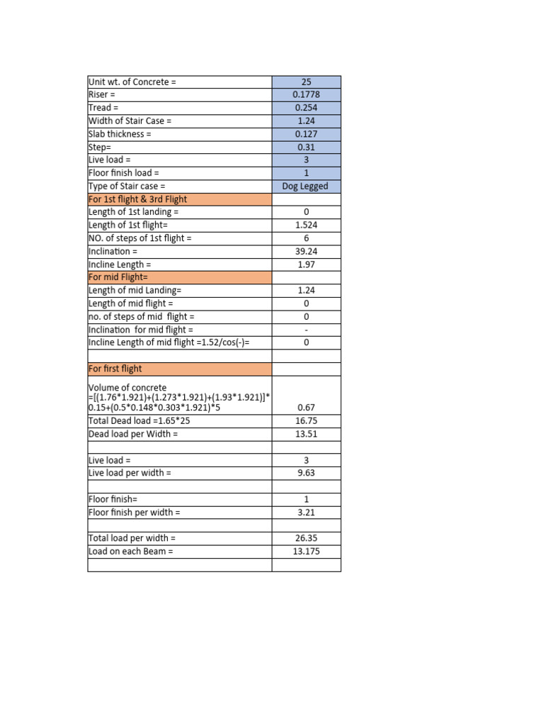 Concrete Staircase Load Calculations | PDF | Stairs | Structural Engineering