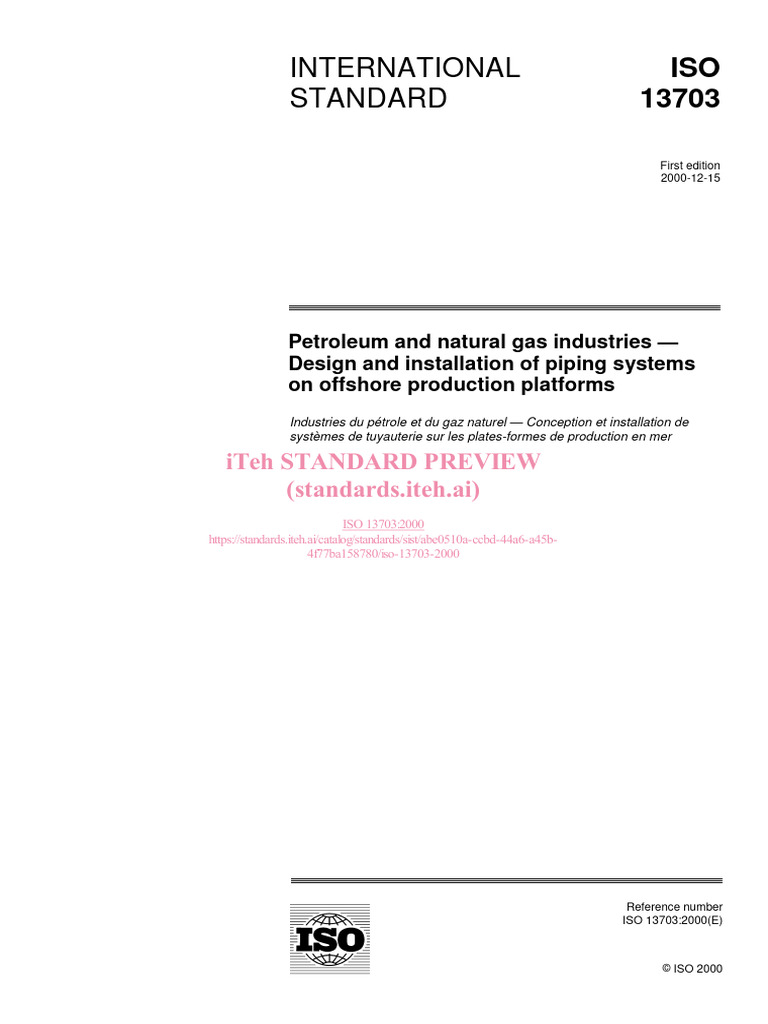 ISO-13703-2000 | PDF | Corrosion | Pipe (Fluid Conveyance)
