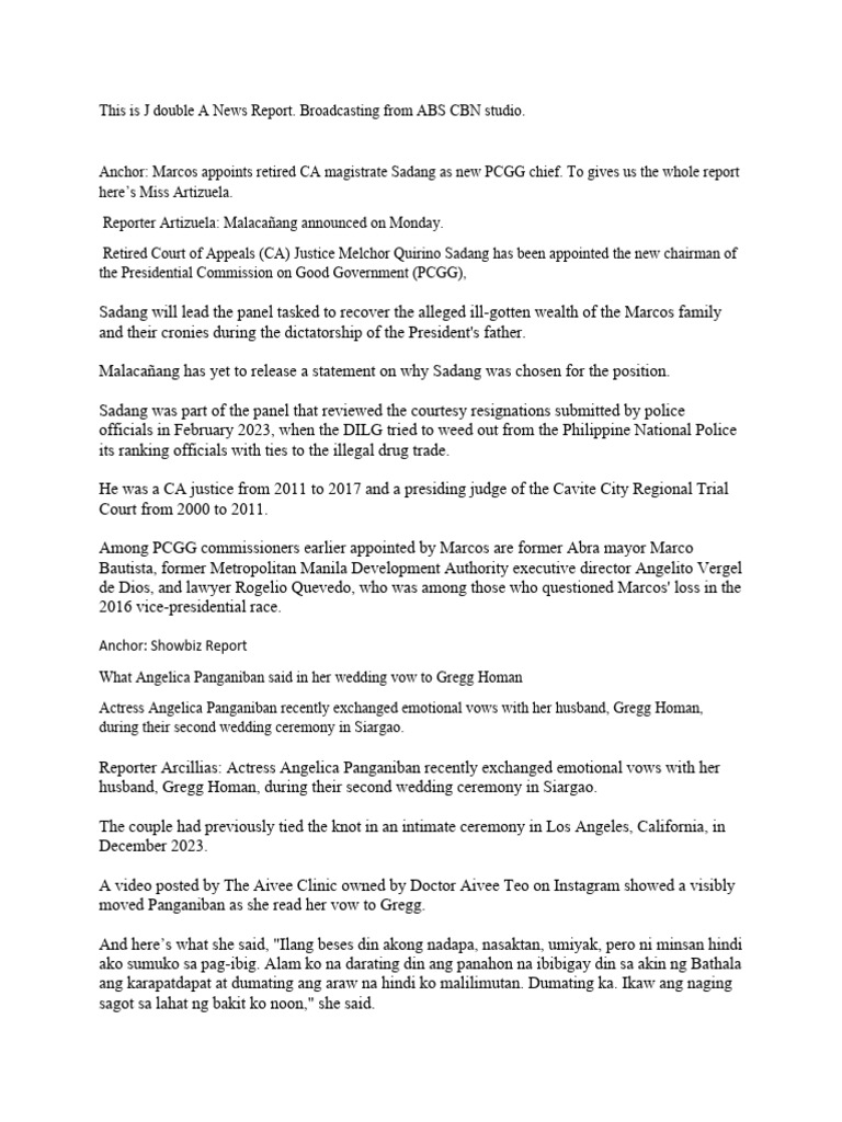 This Is J Double A News Report | PDF | Philippines