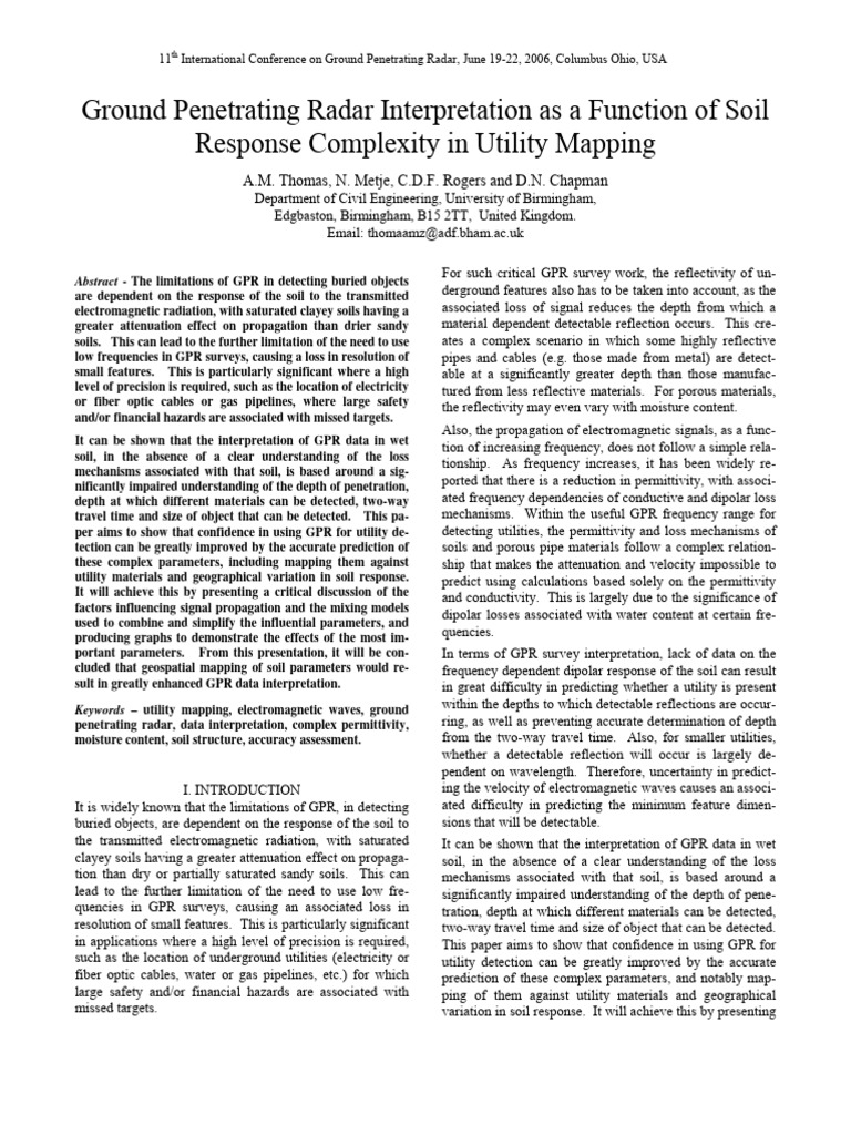 GPR Utility Mapping: Soil Complexity | PDF | Waves | Dielectric