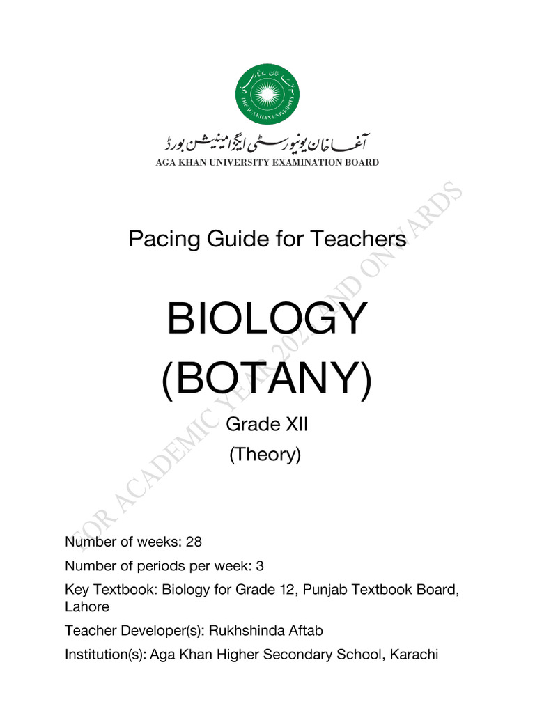 Pacing Guide For Biology (Botany) (HSSC-II) | PDF | Meiosis | Heredity