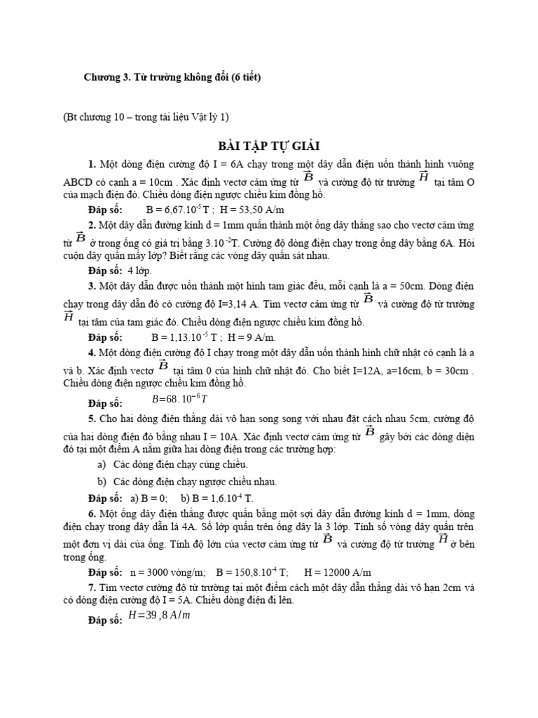 Bai Tap Chuong 3 - Tu Truong Khong Doi | PDF