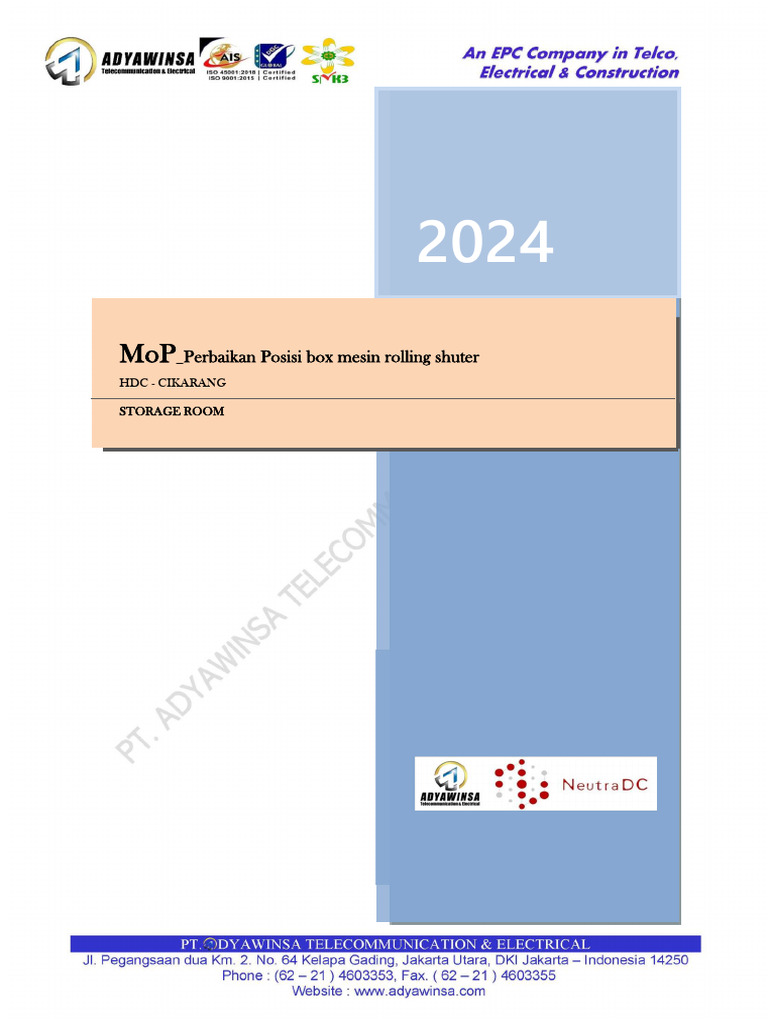 Mop/SOP Pekerjaan Perbaikan Box Mesin Rolling Shuter | PDF