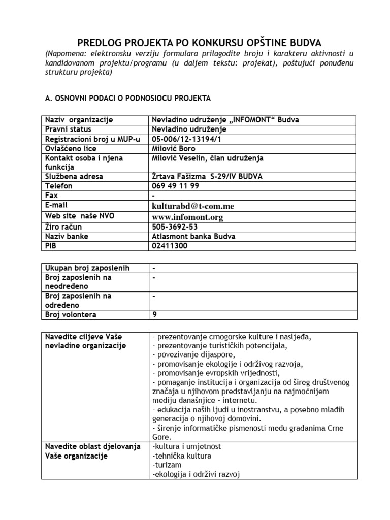 NVO Infomont Predlog Projekta | PDF