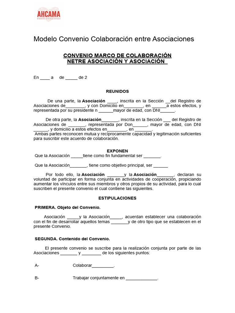 Modelo Convenio Colaboración Entre Asociaciones | PDF | Justicia | Crimen y violencia