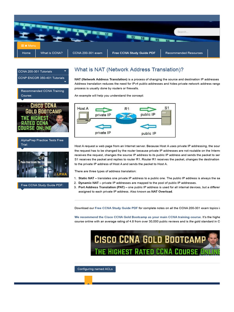 What Is NAT (Network Address Translation) ? - Study CCNA | PDF | Ip ... What Is NAT (Network Address Translation) ? - Study CCNA | PDF | Ip ...