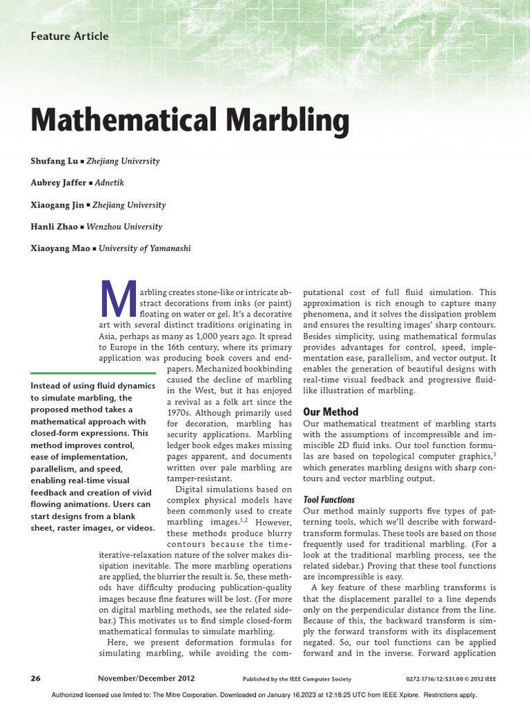 Jaffer - Mathematical Marbling | PDF | Function (Mathematics)