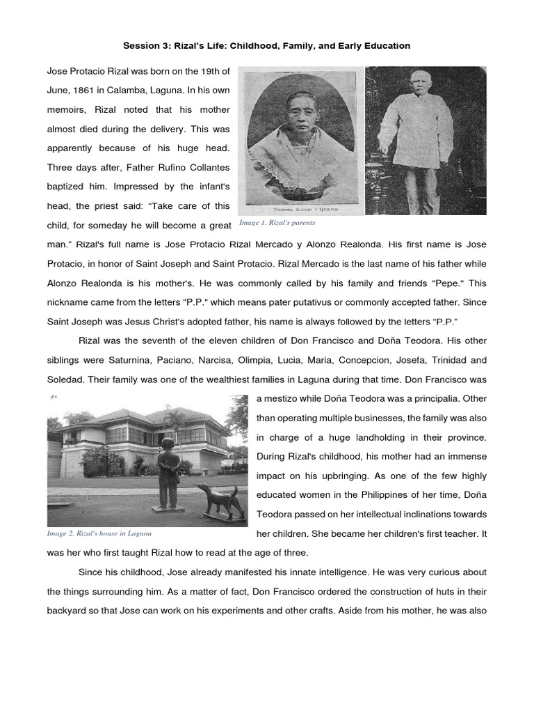 Rizal's Early Life and Education | PDF | Social Science