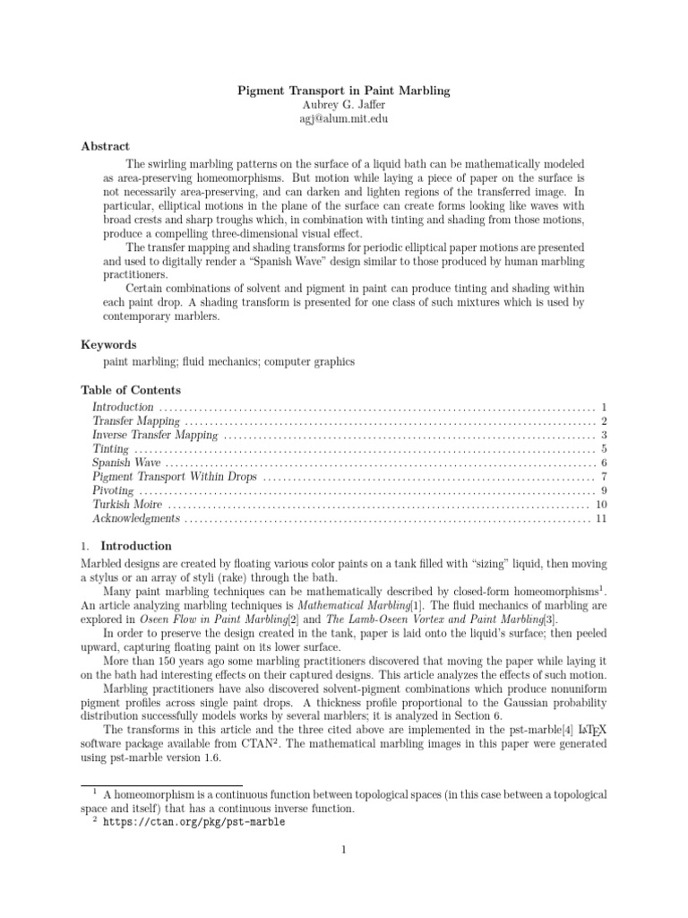 Jaffer - Spanish Wave - Pigment Transport in Paint Marbling | PDF | Coordinate System | Color