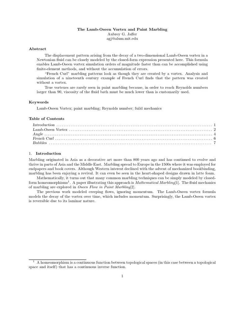 Jaffer - The Lamb-Oseen Vortex and Paint Marbling | PDF | Drag (Physics ...