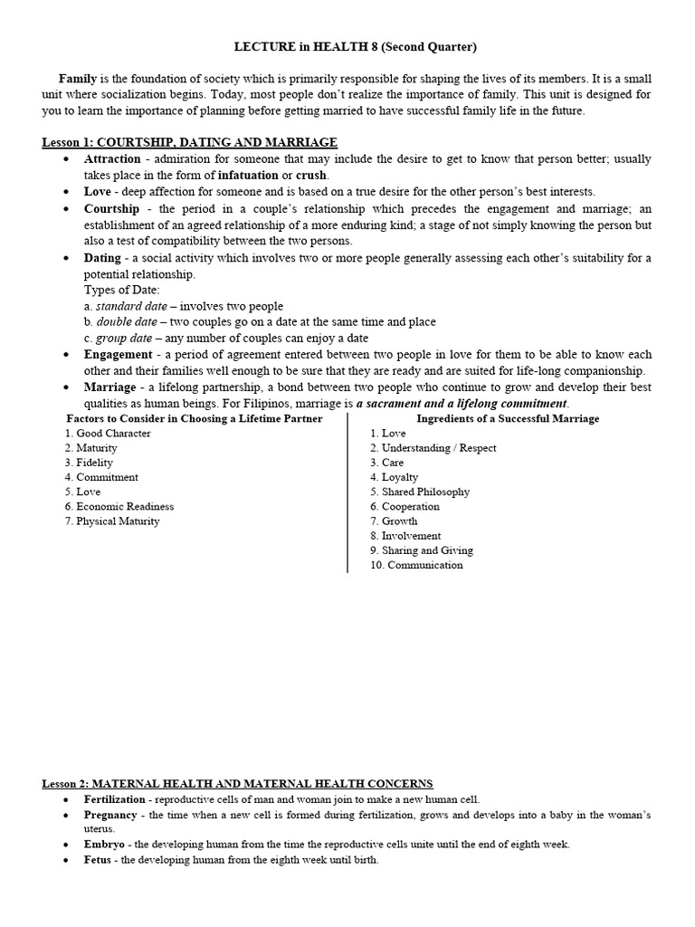 Lecture In Health Q2 Pdf Pregnancy Breastfeeding