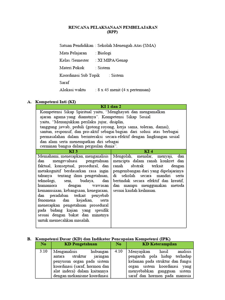 RPP Struktur Dan Fungsi Sel Pada Sistem Regulasi | PDF | Komputer ...