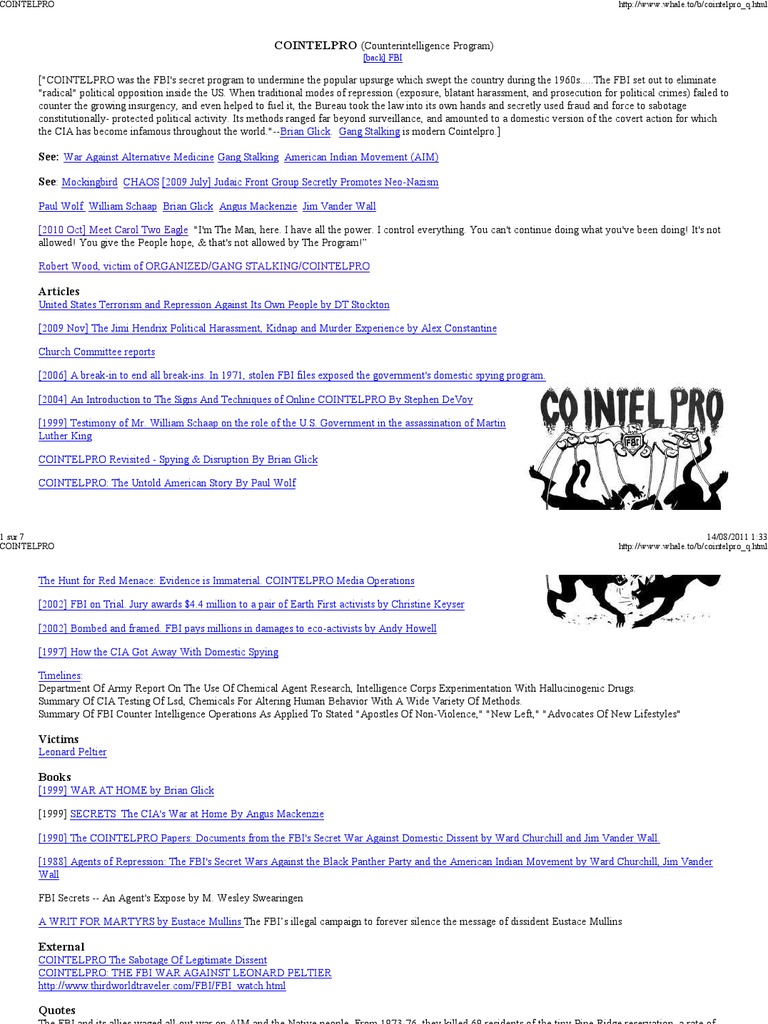 COINTELPRO | PDF | Federal Bureau Of Investigation | American Government
