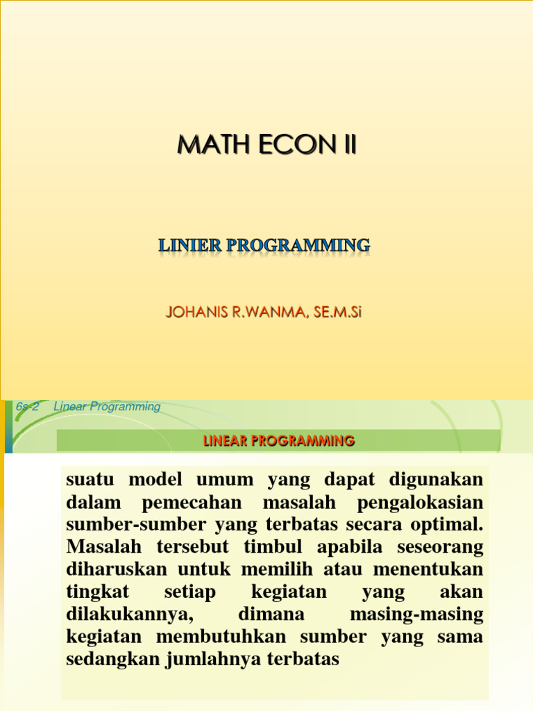 MATH - 2 - JRW - Linear-Programming-Metode-Grafik - MAY 2024 | PDF