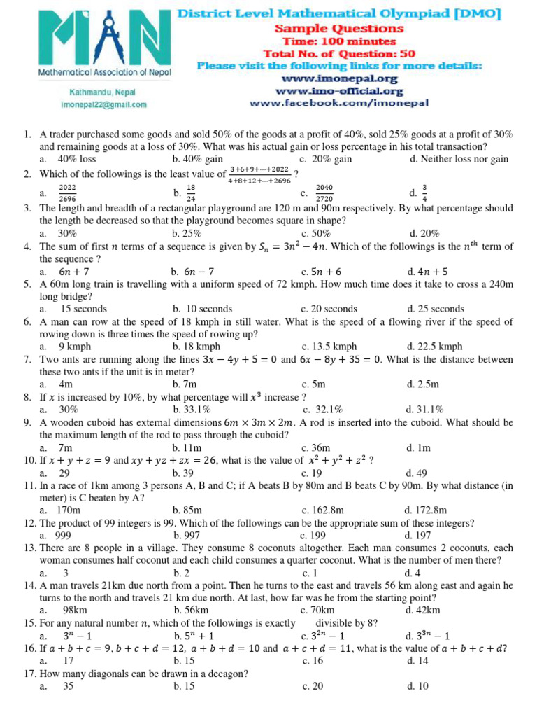 Model Set - I | PDF | Elementary Mathematics | Arithmetic