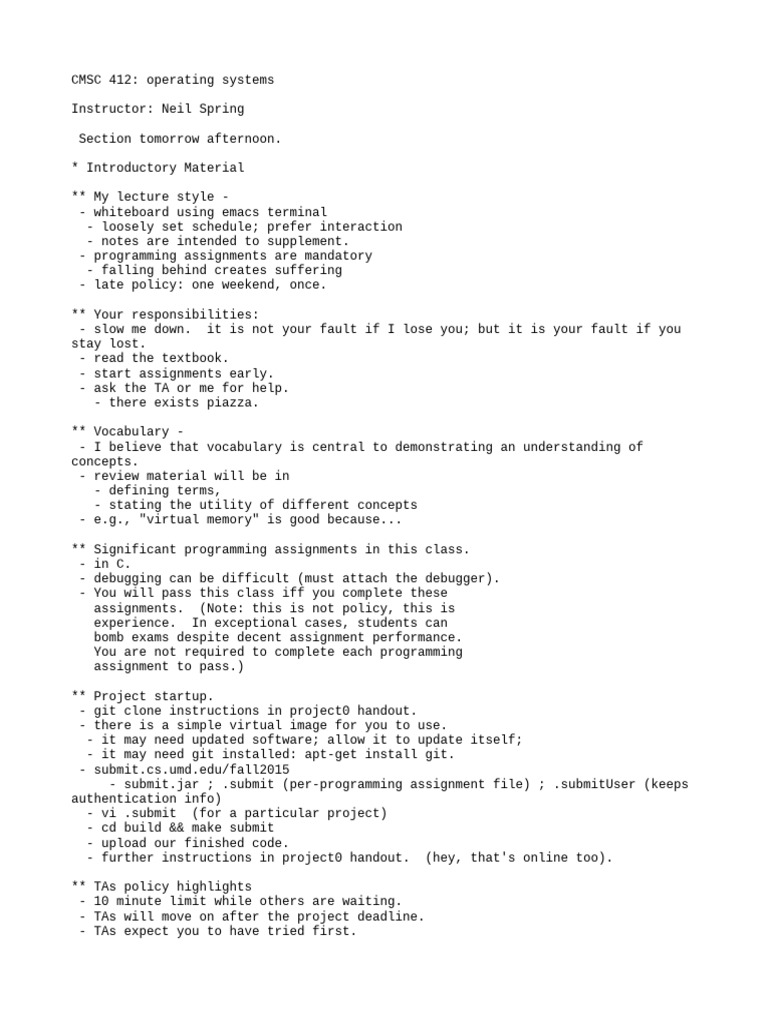 Operating Systems Lecture Notes Umd Cmsc412 Pdf Thread Computing Network Socket