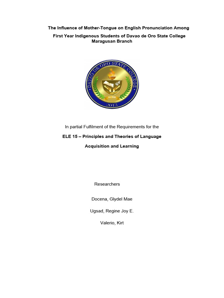 Research Proposal | PDF | English Language | First Language