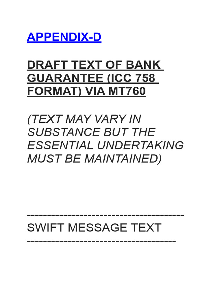 Draft BG ICC758 Via MT 760 | PDF | Cash | Letter Of Credit