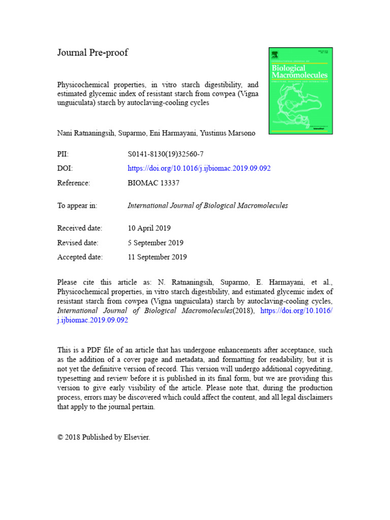 Physicochemical Properties, in Vitro Starch Digestibility, and ...