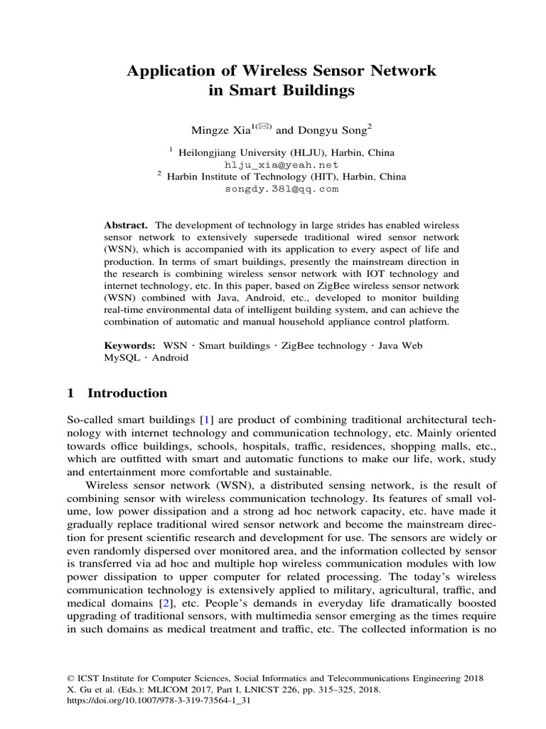 ZigBee WSN for Smart Buildings | PDF | Computer Network | Wireless Sensor Network