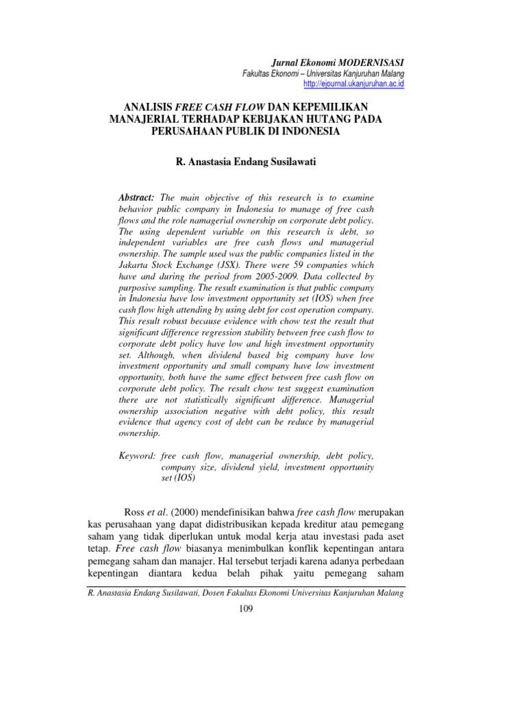 ID Analisis Free Cash Flow Dan Kepemilikan | PDF | Pengelolaan Keuangan ...
