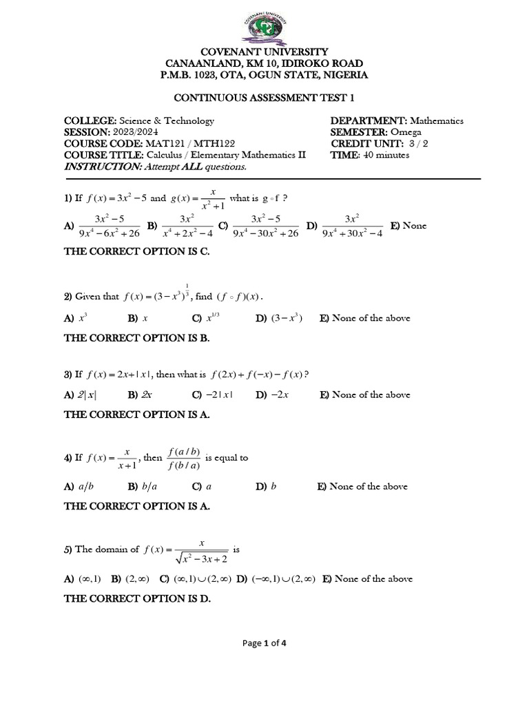 Grade 9 Mathematics Assessment Test | PDF | Tangent | Differential Calculus