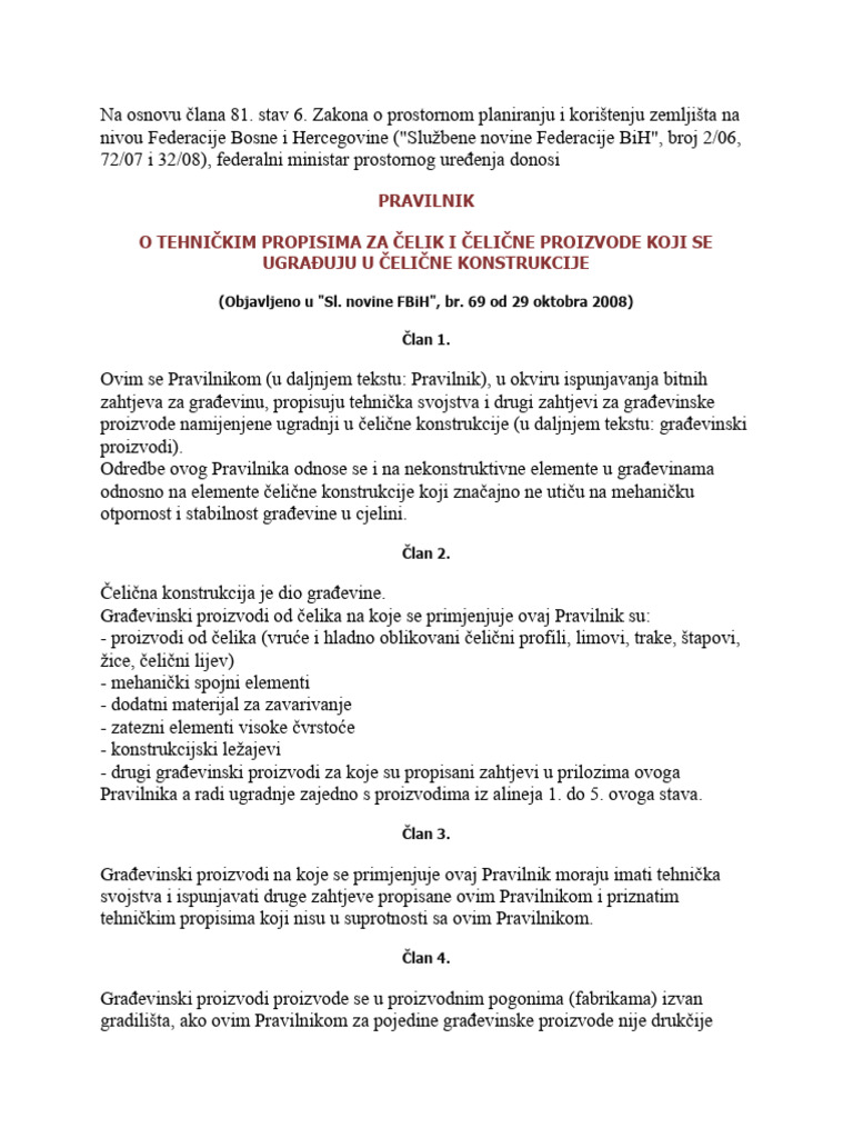 Pravilnik Celik Fbih | PDF
