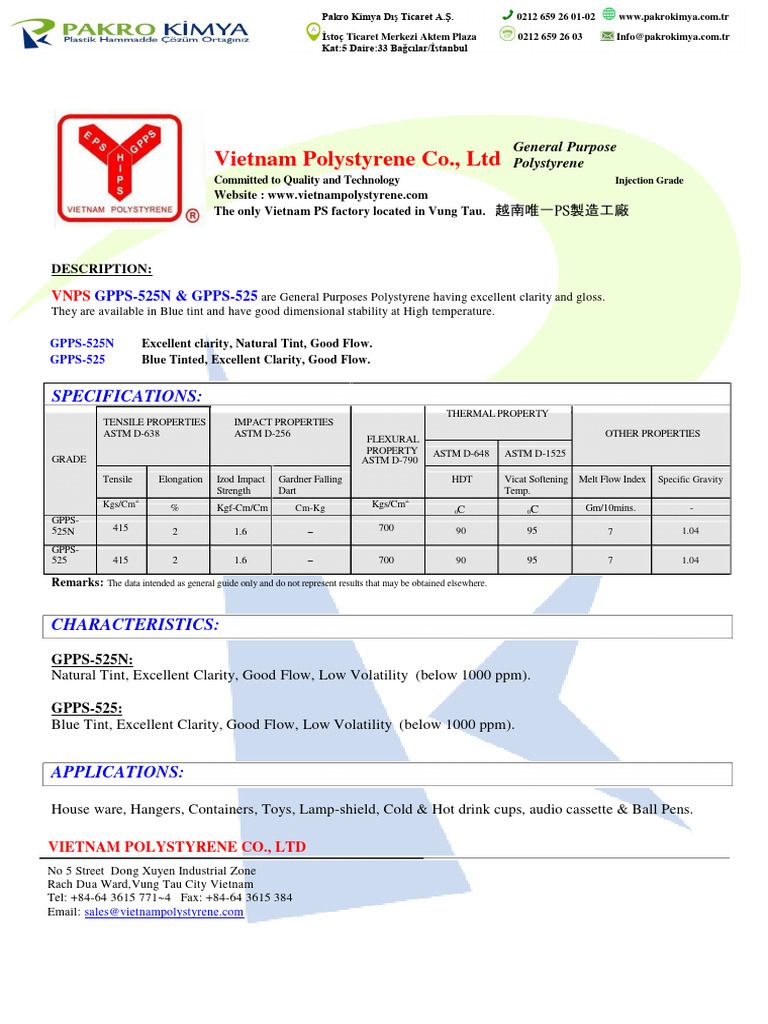 GPPS Liwan GP 525 | PDF | Polystyrene | Industrial Processes