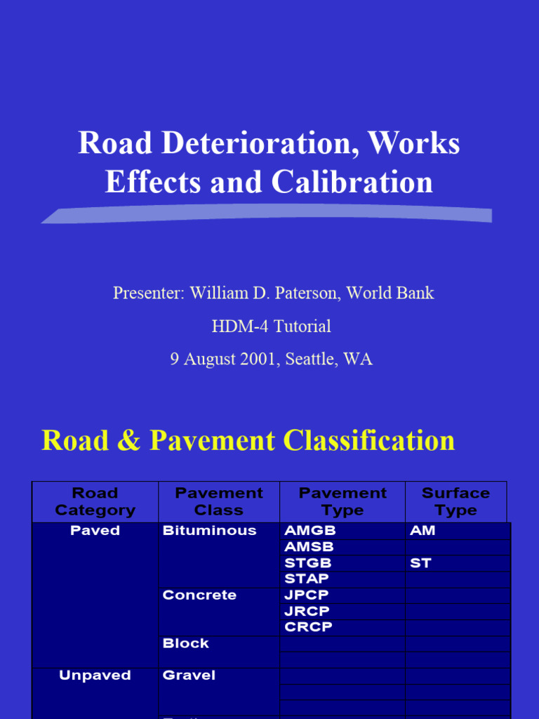 Road Deterioration, Works Effects and Calibration | PDF | Road Surface ...