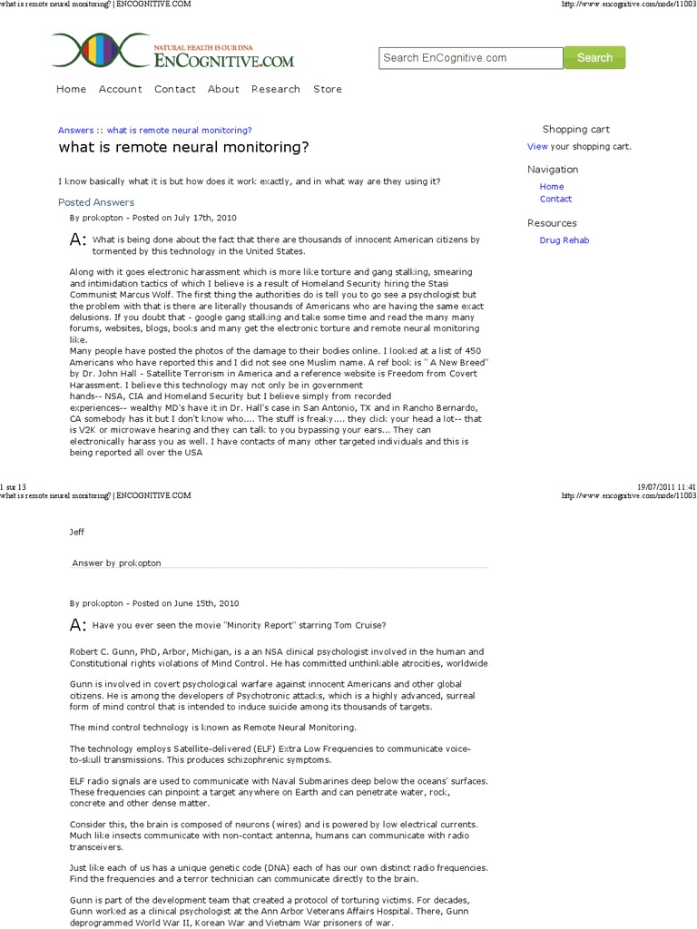 What Is Remote Neural Monitoring - en Cognitive | PDF | National ...